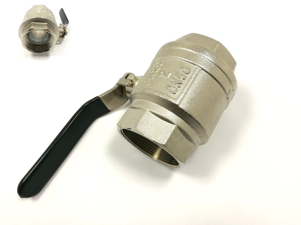 Ball valve DN 50 2’ female thread on both sides brass 2-piece with ...