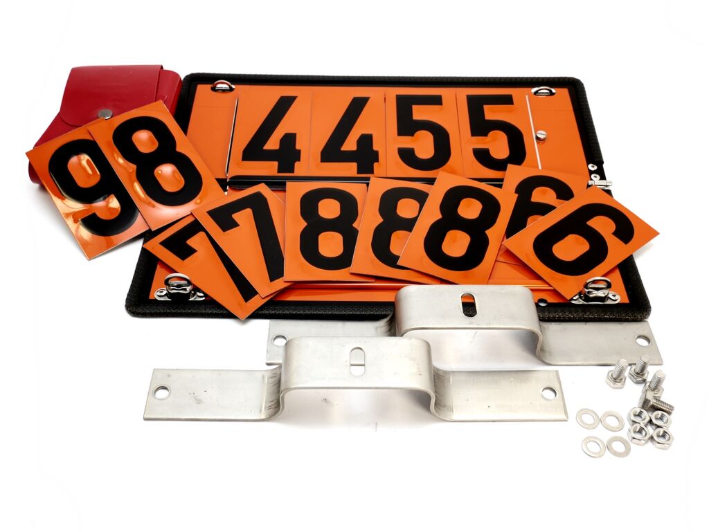 ADR number plate complete accessories, hinged