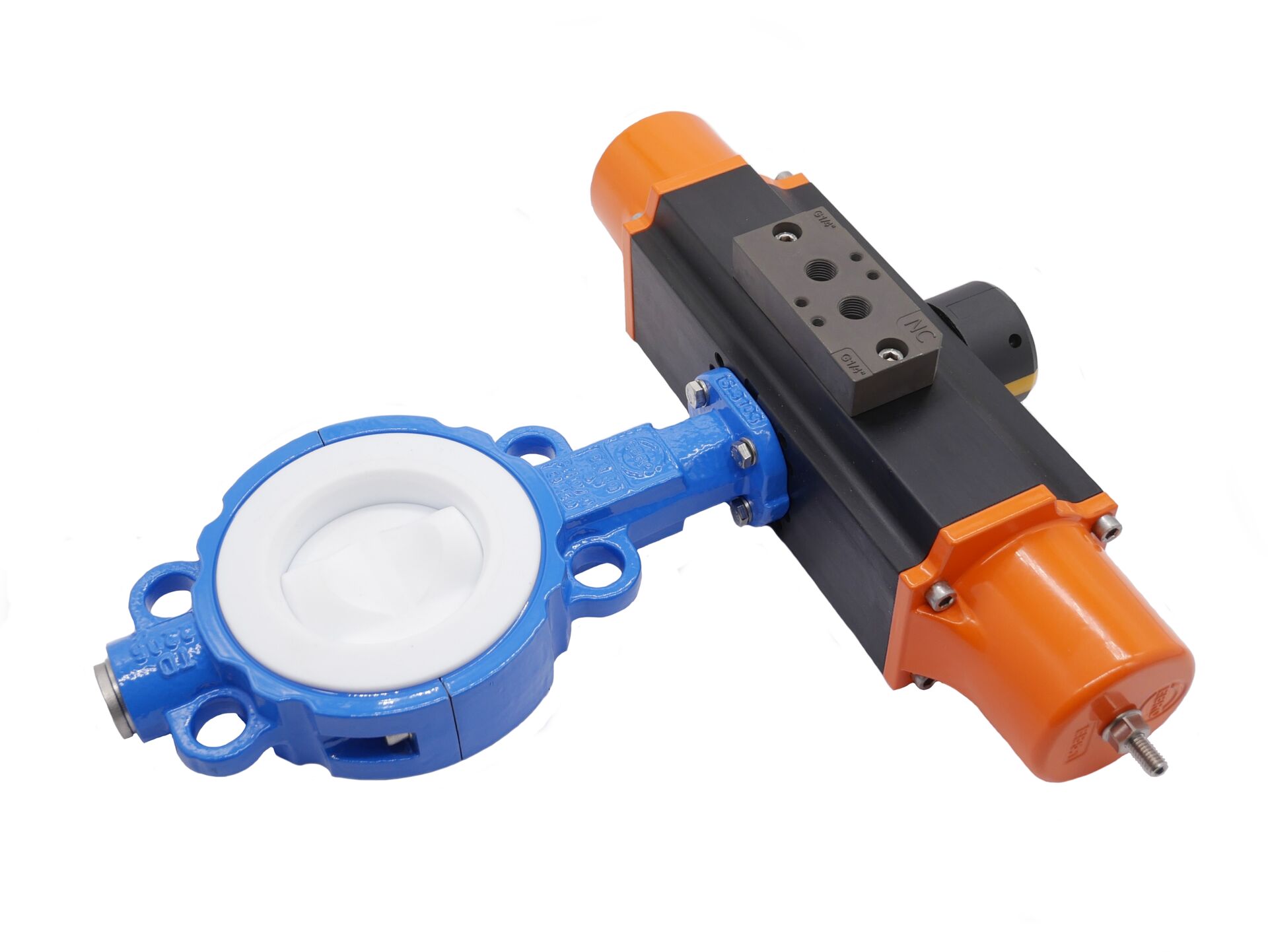 Absperrklappe EBRO T211 beschichtet DN 80 / 3" pneumatisch einfach PTFE ...