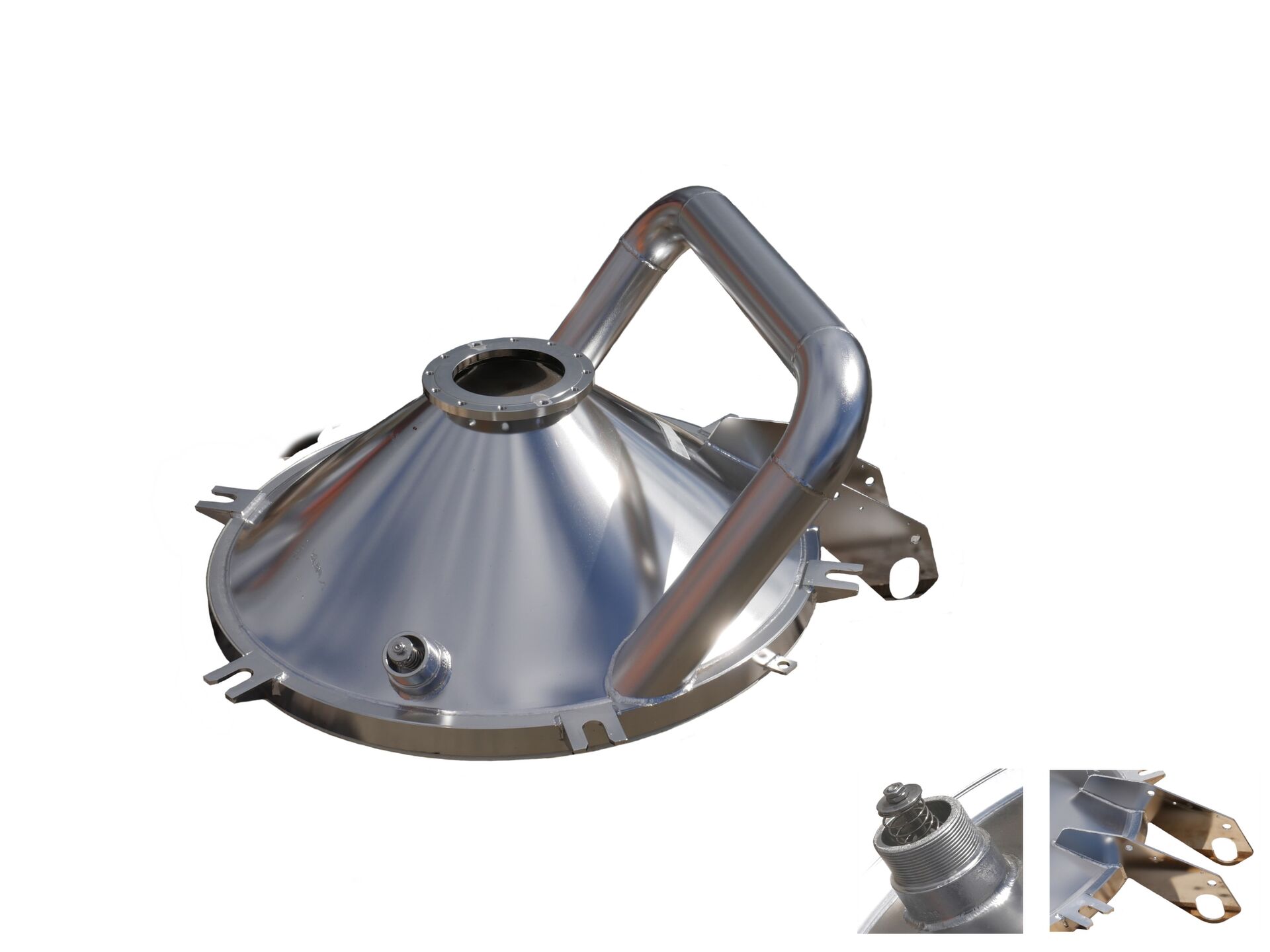 Discharge bowl with 6 folding/swivelling brackets, ADR